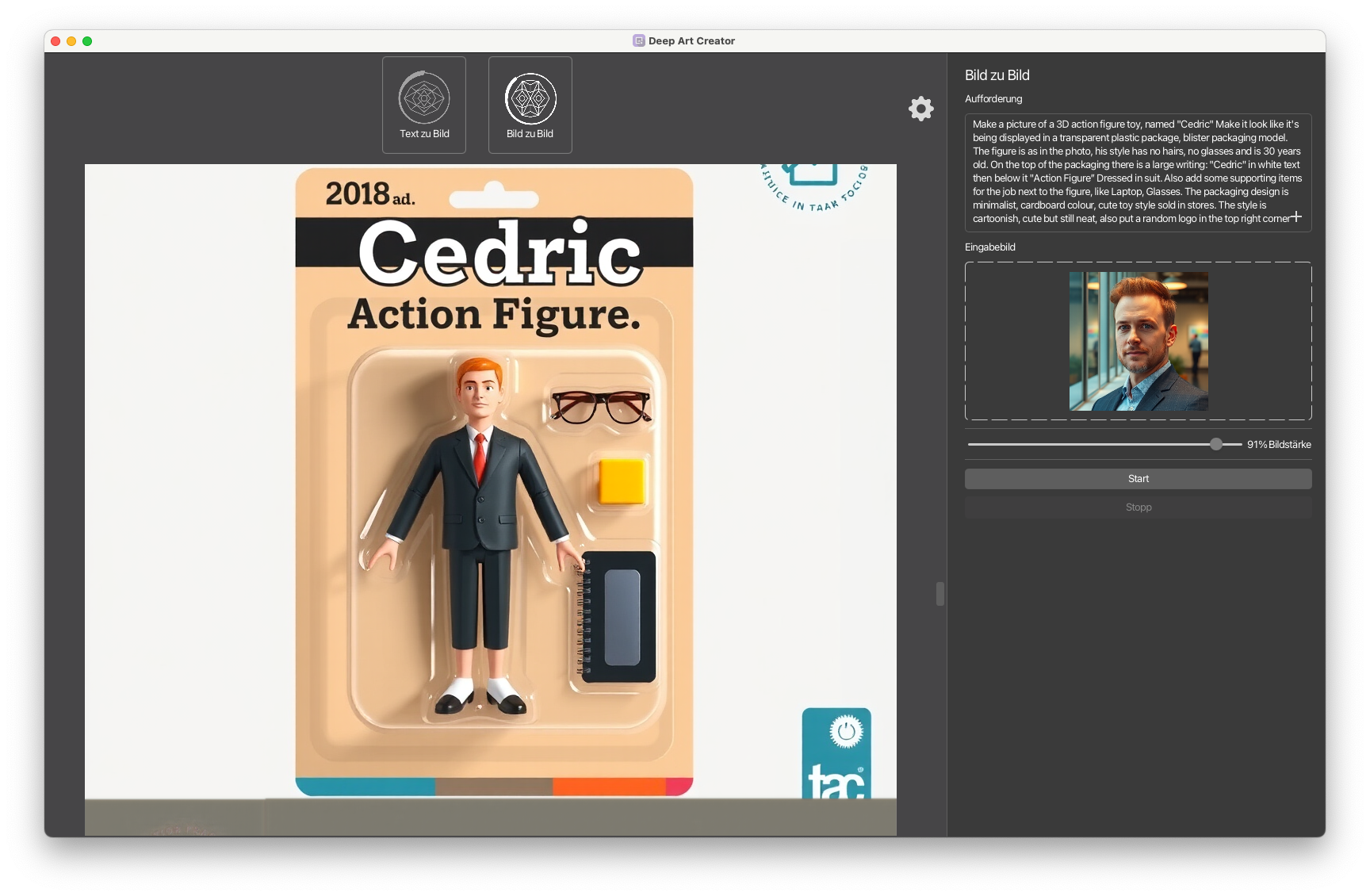 Turn Yourself Into Action Figure Style Artwork - Deep Art AI